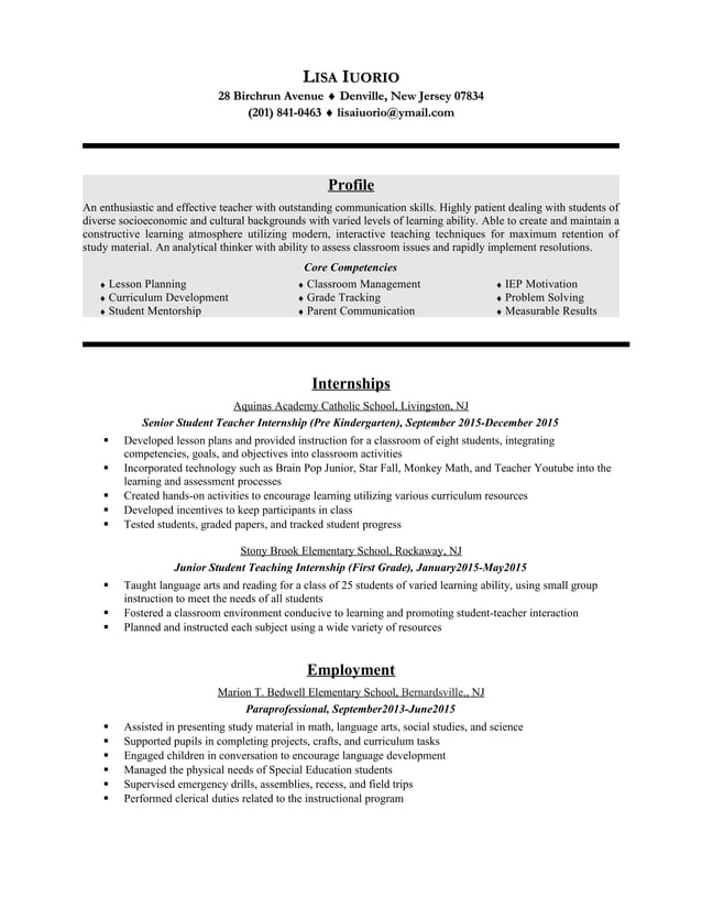 Miss Lisa Iuorio's Professional Resume | DOC