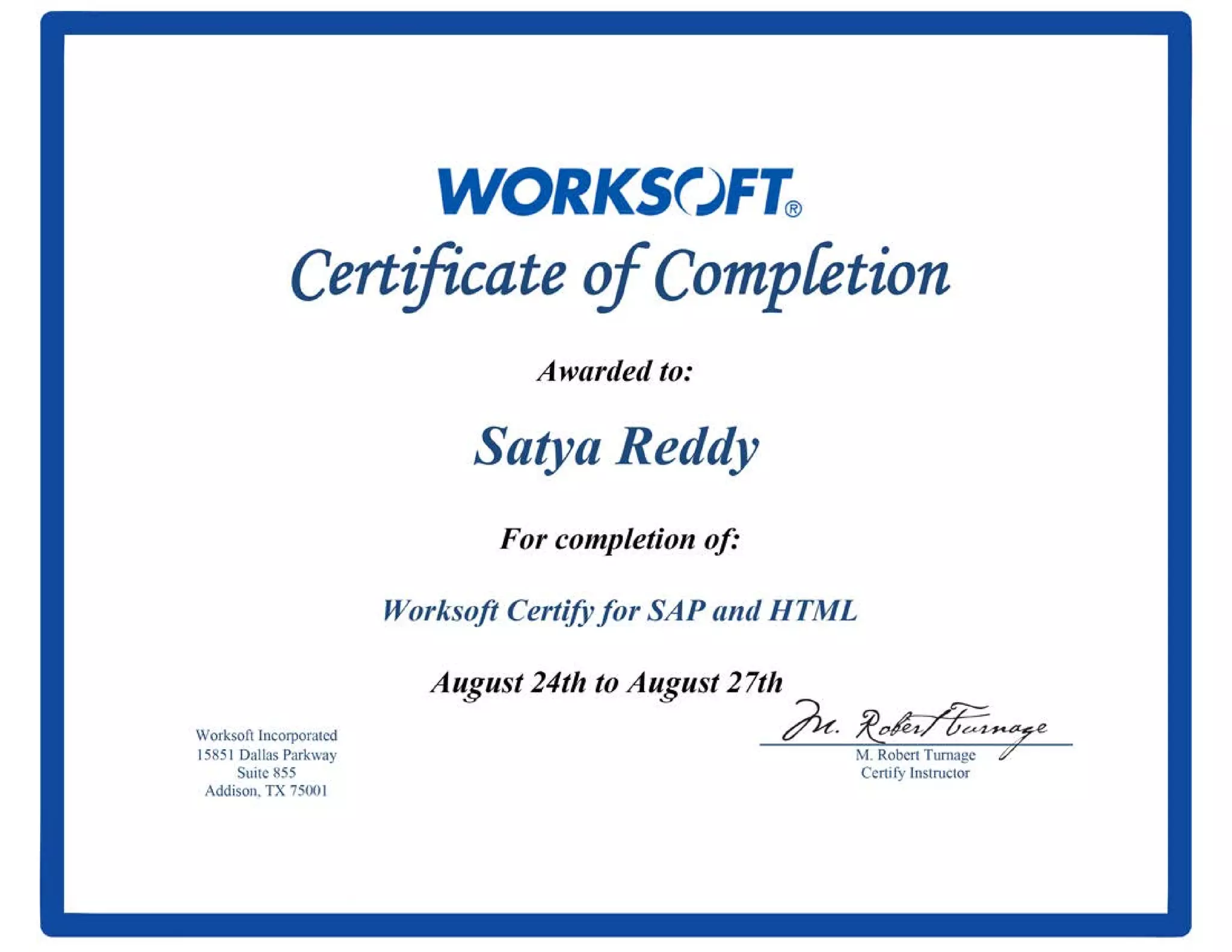 Worksoft Training Certificate_Worksoft certify for SAP& HTML | PPT