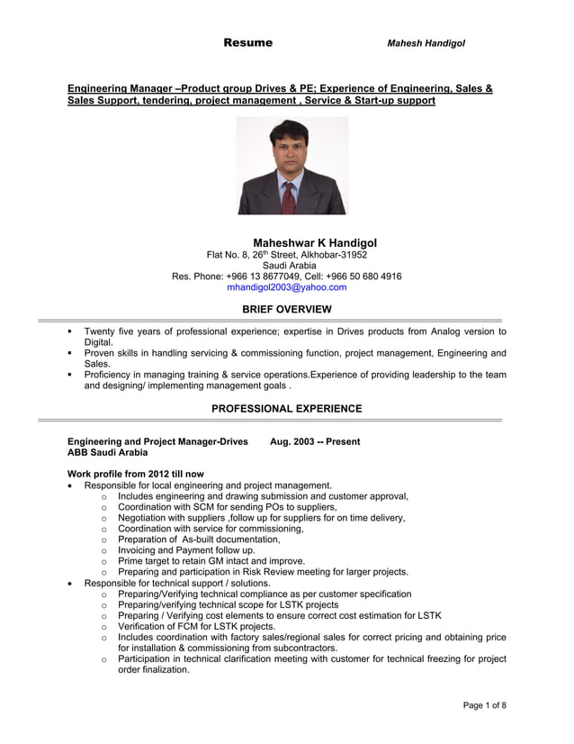 Mahesh CV updated 30th Sep 2015 | PDF