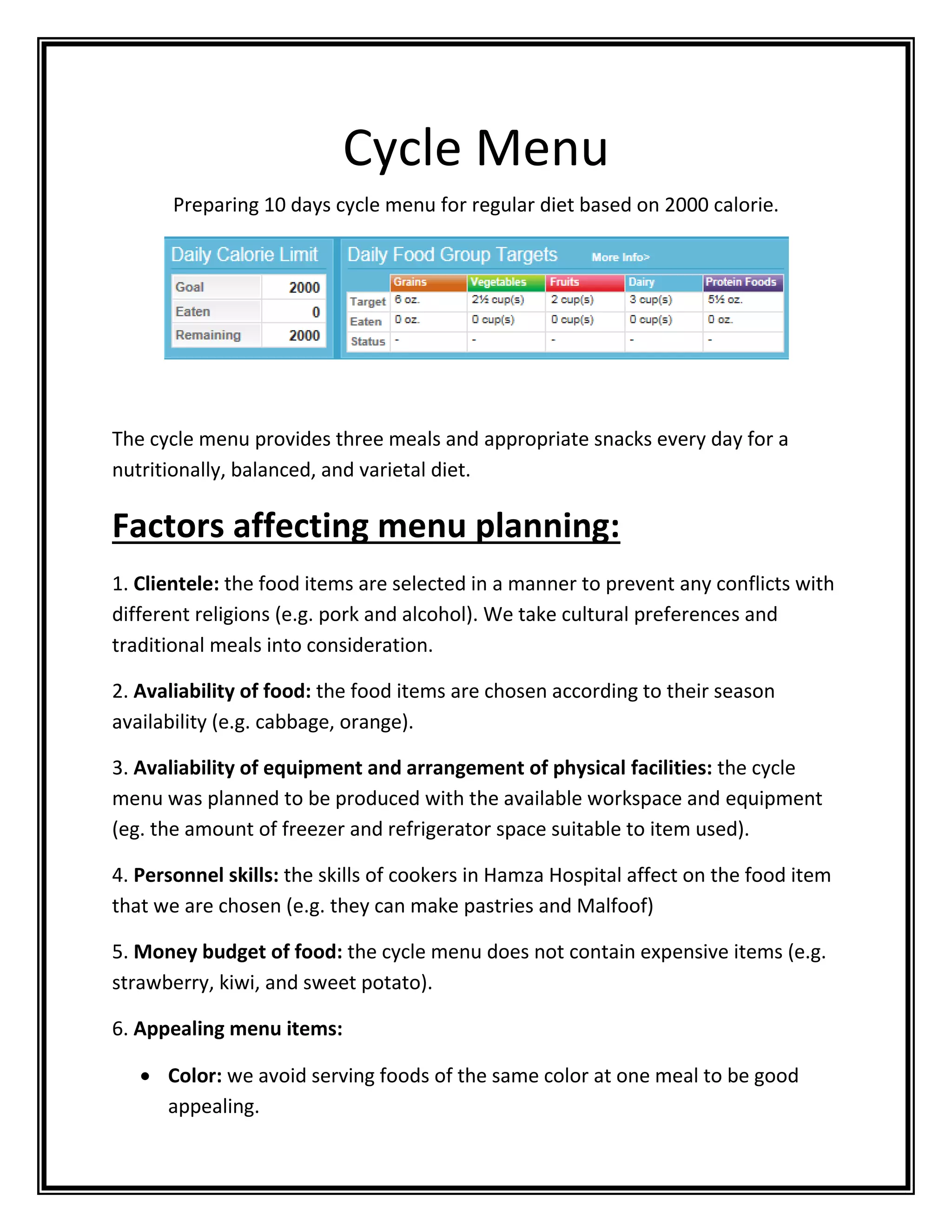 Cycle-Menu | PDF