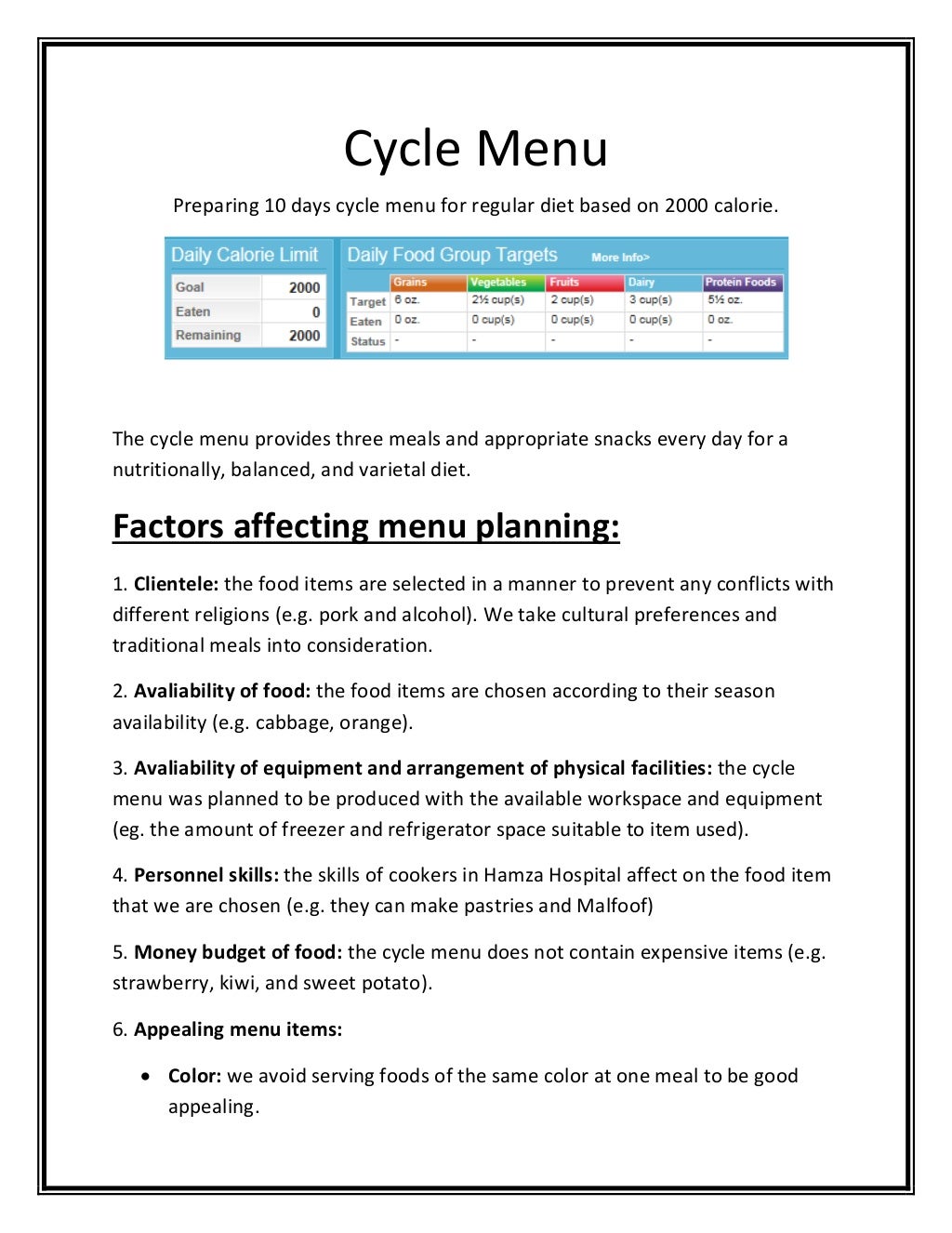 Cycle-Menu