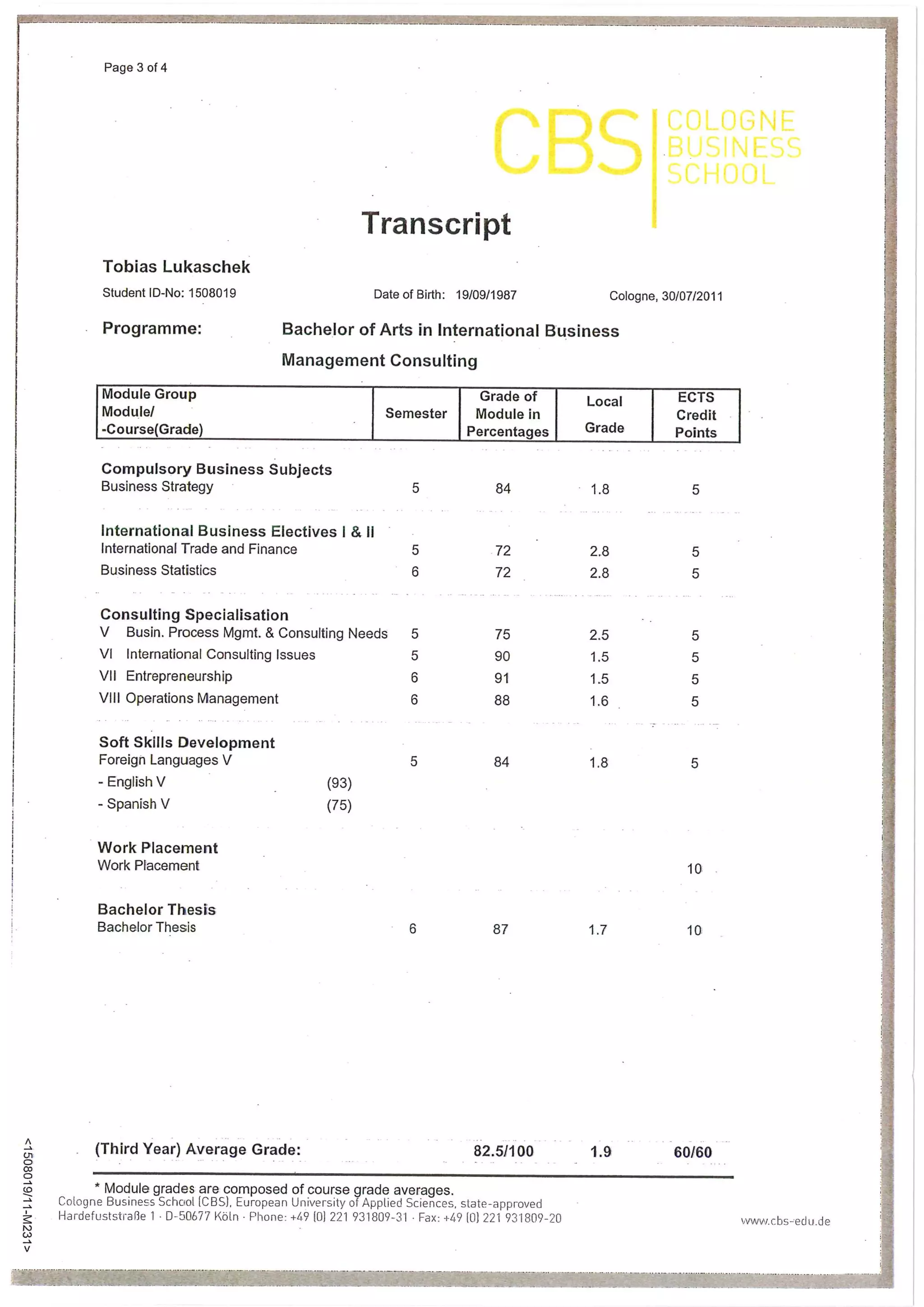 Academic Transcript | PDF