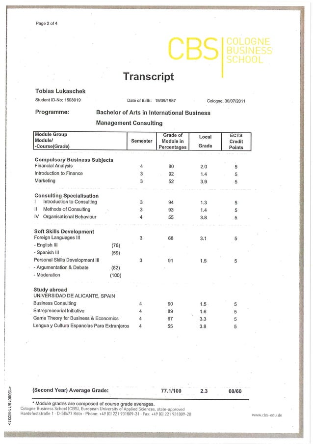 Academic Transcript | PDF