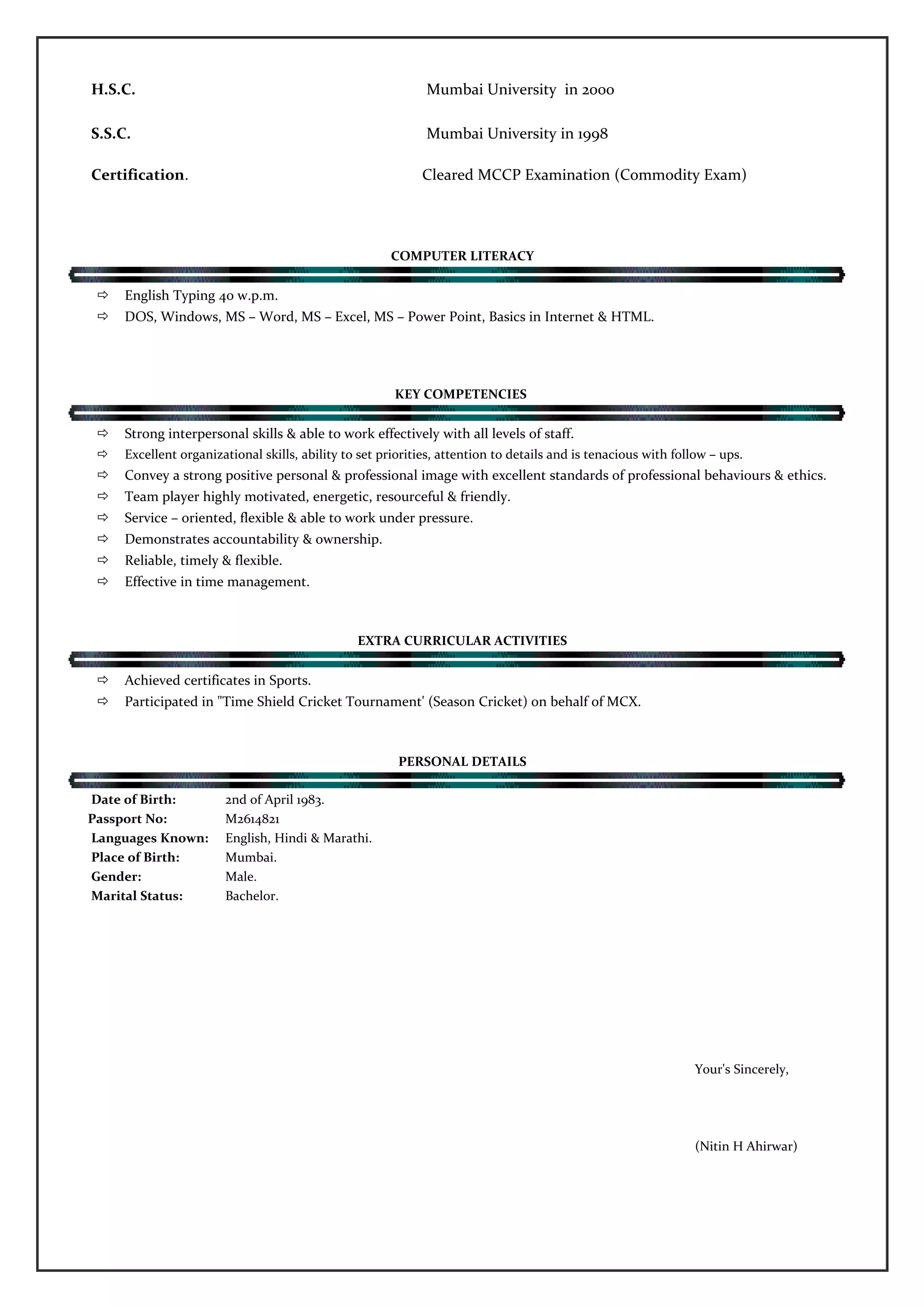 Resume_-_Nitin_Ahirwar | DOC