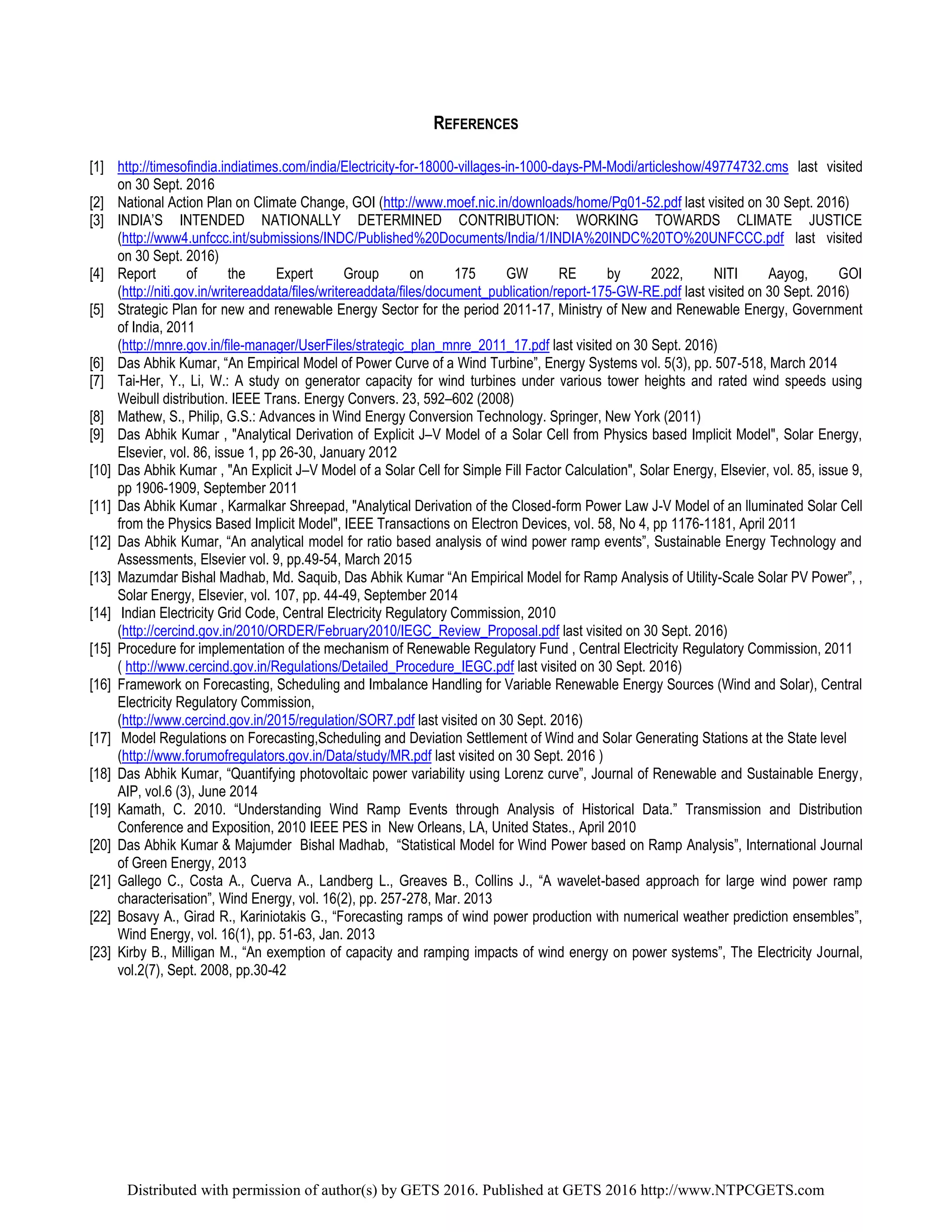 Forecasting and Scheduling of Wind and Solar Power generation in India | PDF