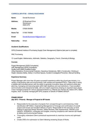 Donald Buchanan CV | PDF