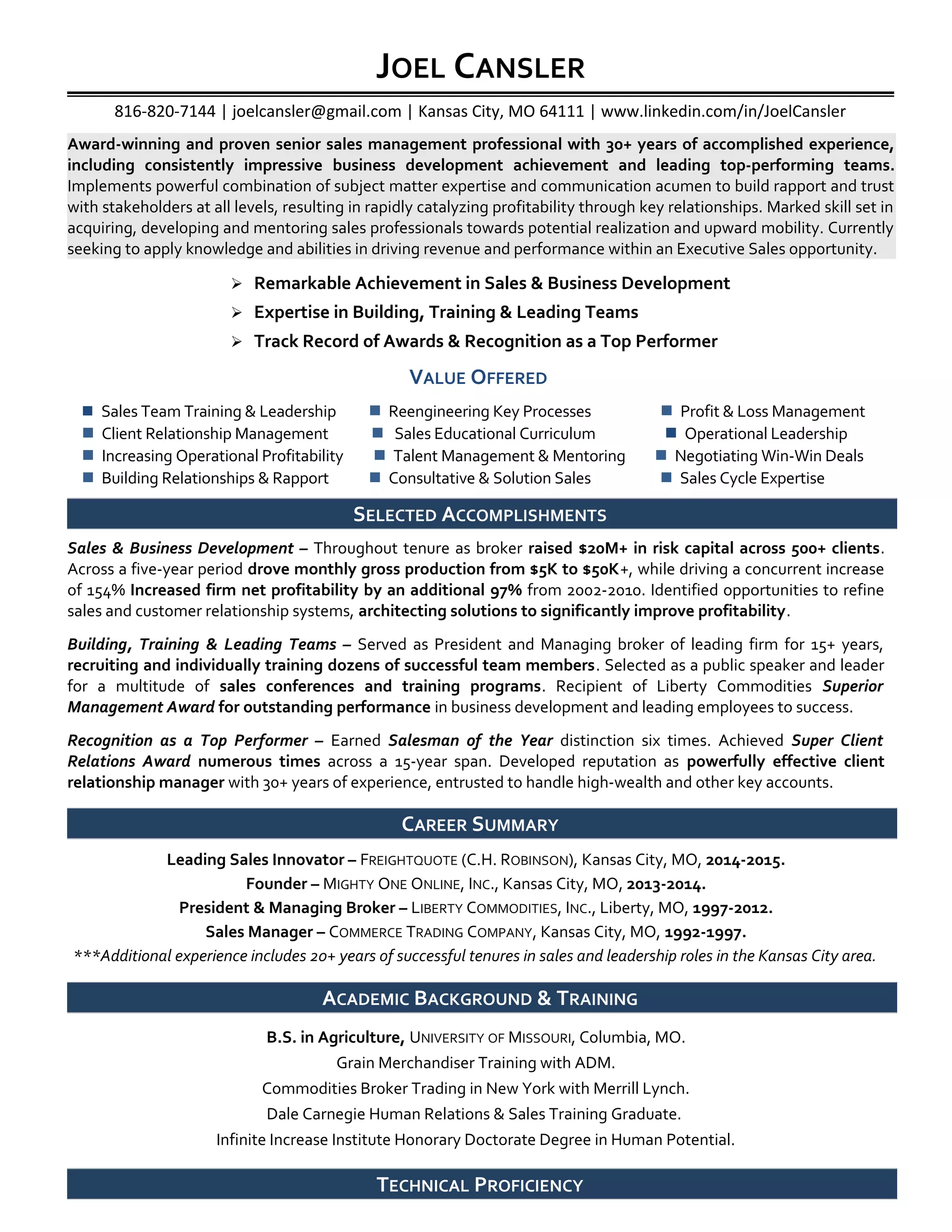 Resume - Joel Cansler | DOC