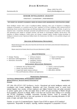 Julie A Knowles Intelligence Resume-2 | DOCX