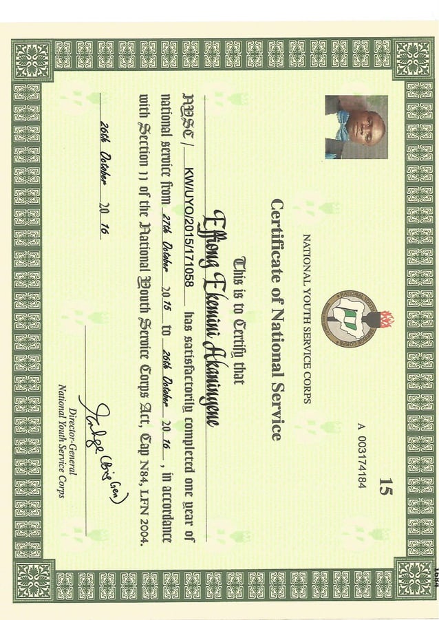 MY NYSC CERTIFICATE | PDF