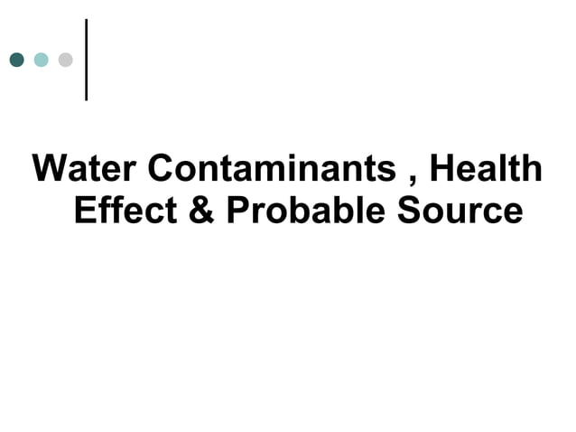 Water Quality & Impact on Human Health | PPT
