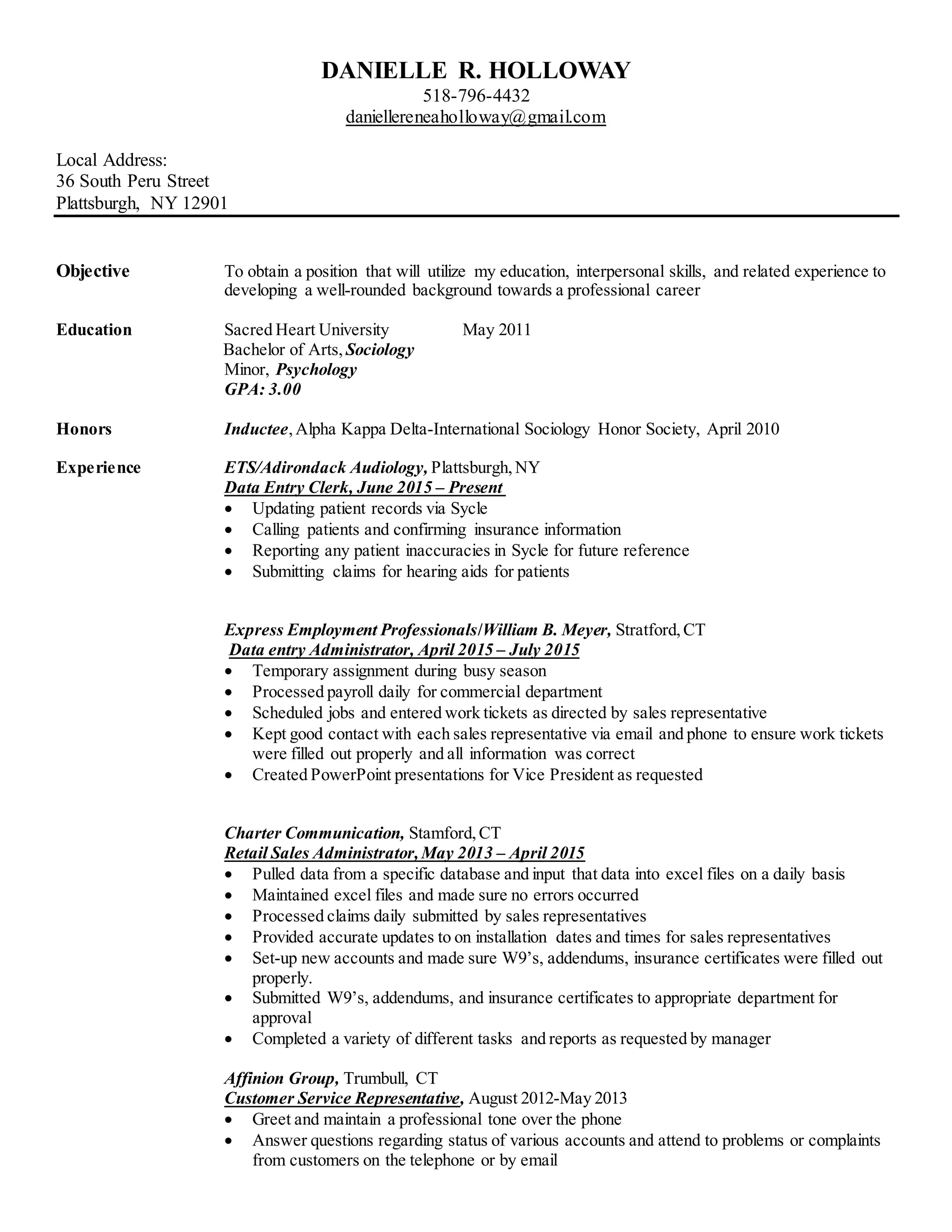 Danielle Resume 082015 | DOCX | Professional School | Postgraduate Education