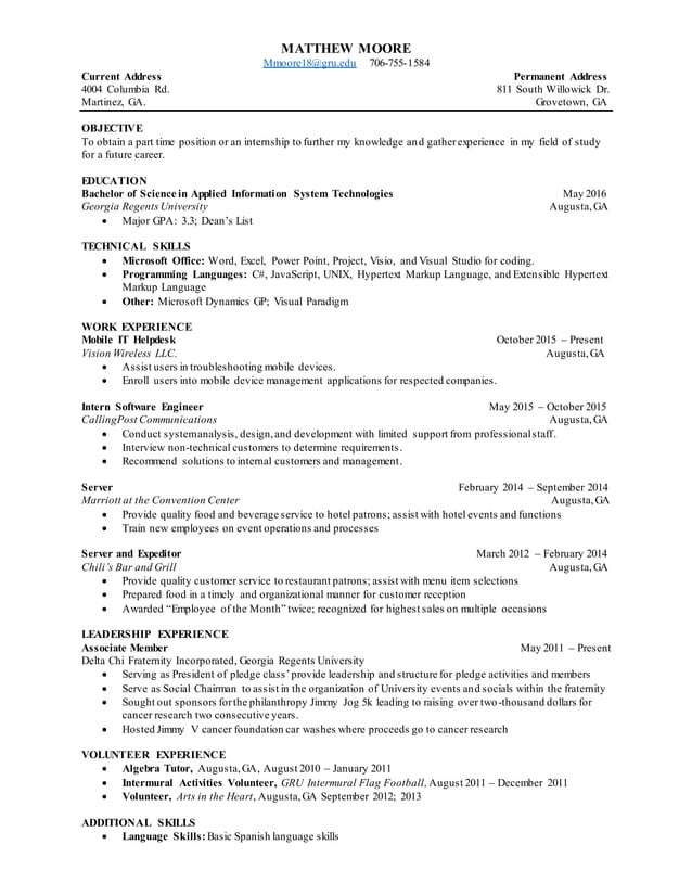 Matthew Moore Resume | DOCX | Undergraduate Education | College Education