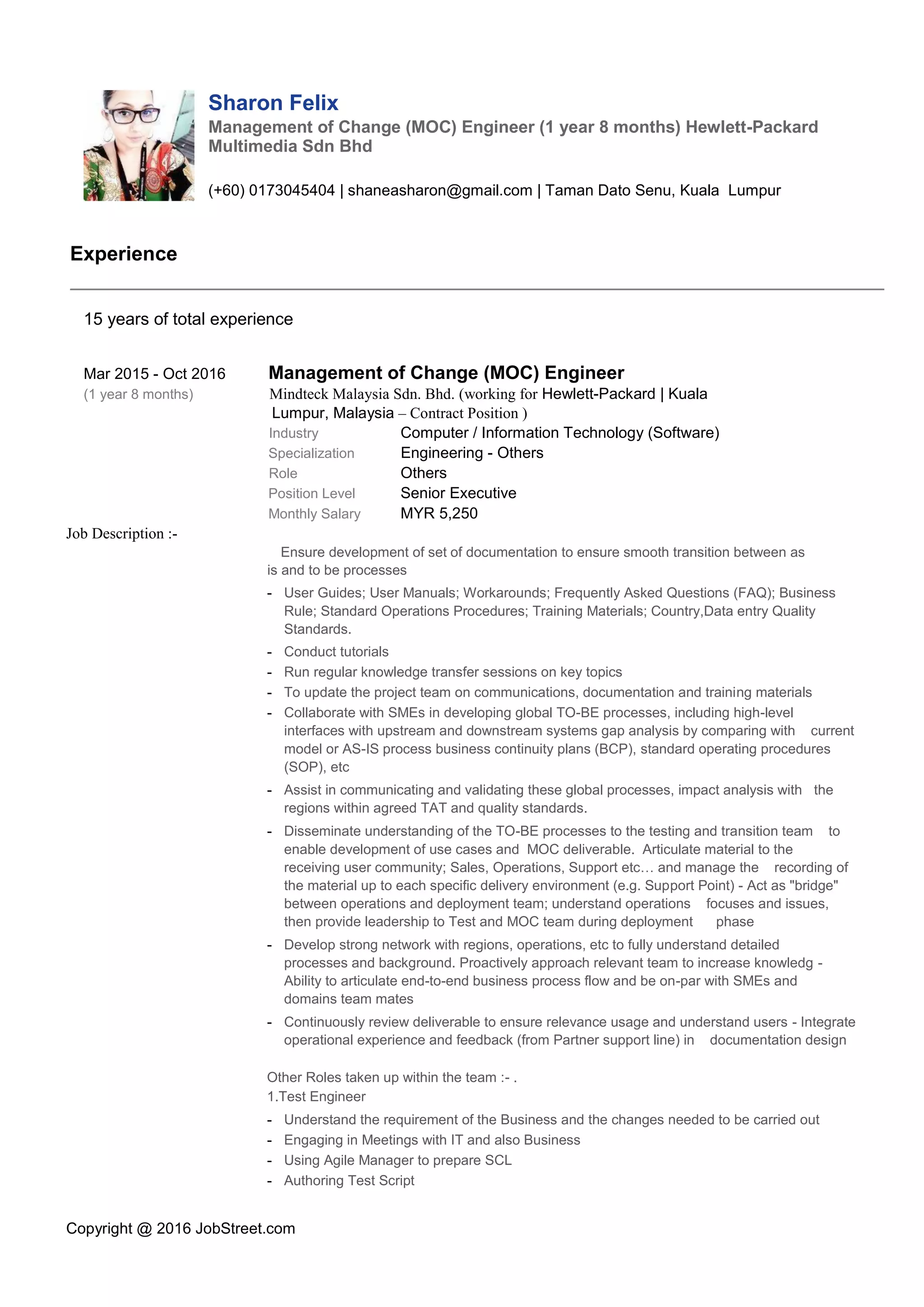 Sharon Felix Resume | PDF