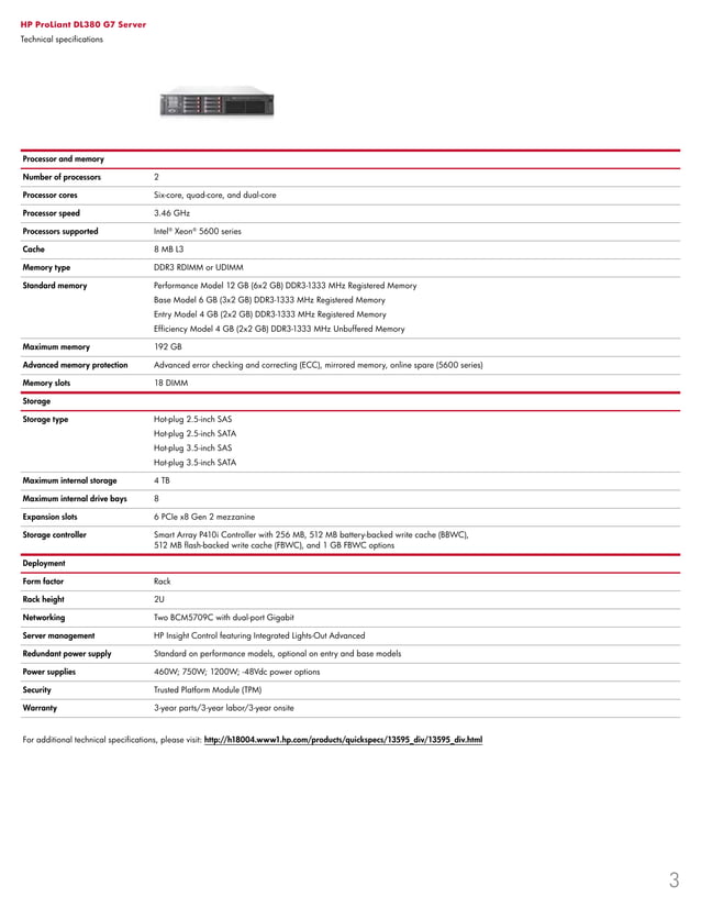 4 aa0 7762enw-datasheet_dl380g7 | PDF | Computer Peripherals | Computing