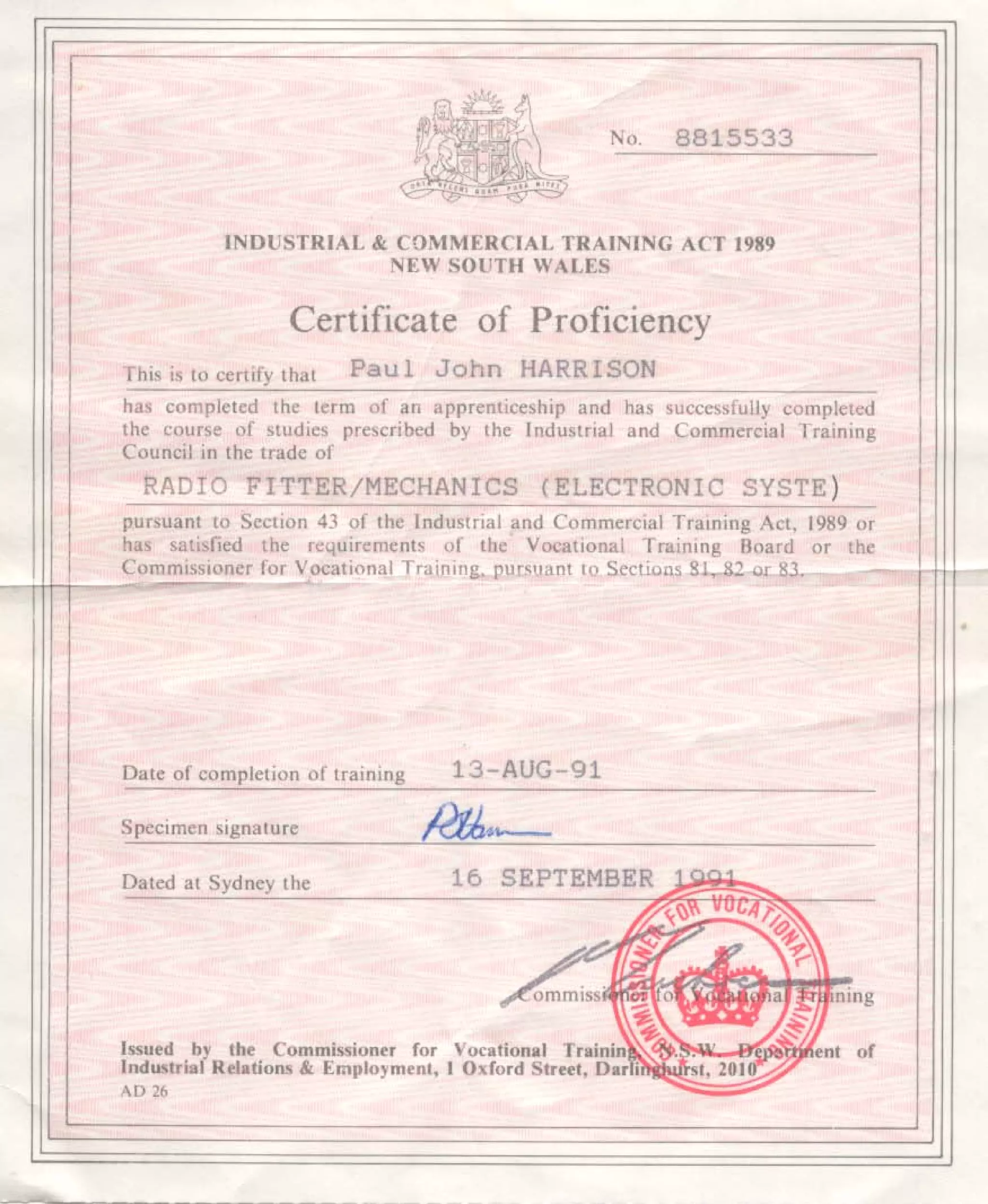 Certificate of Proficiency Radio Fitter Mechanics | PDF
