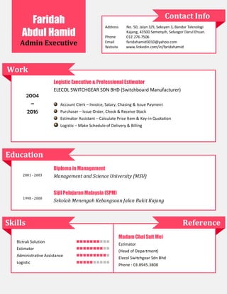 CV_Faridah_Abd_Hamid | PDF | Business | Business and Finance