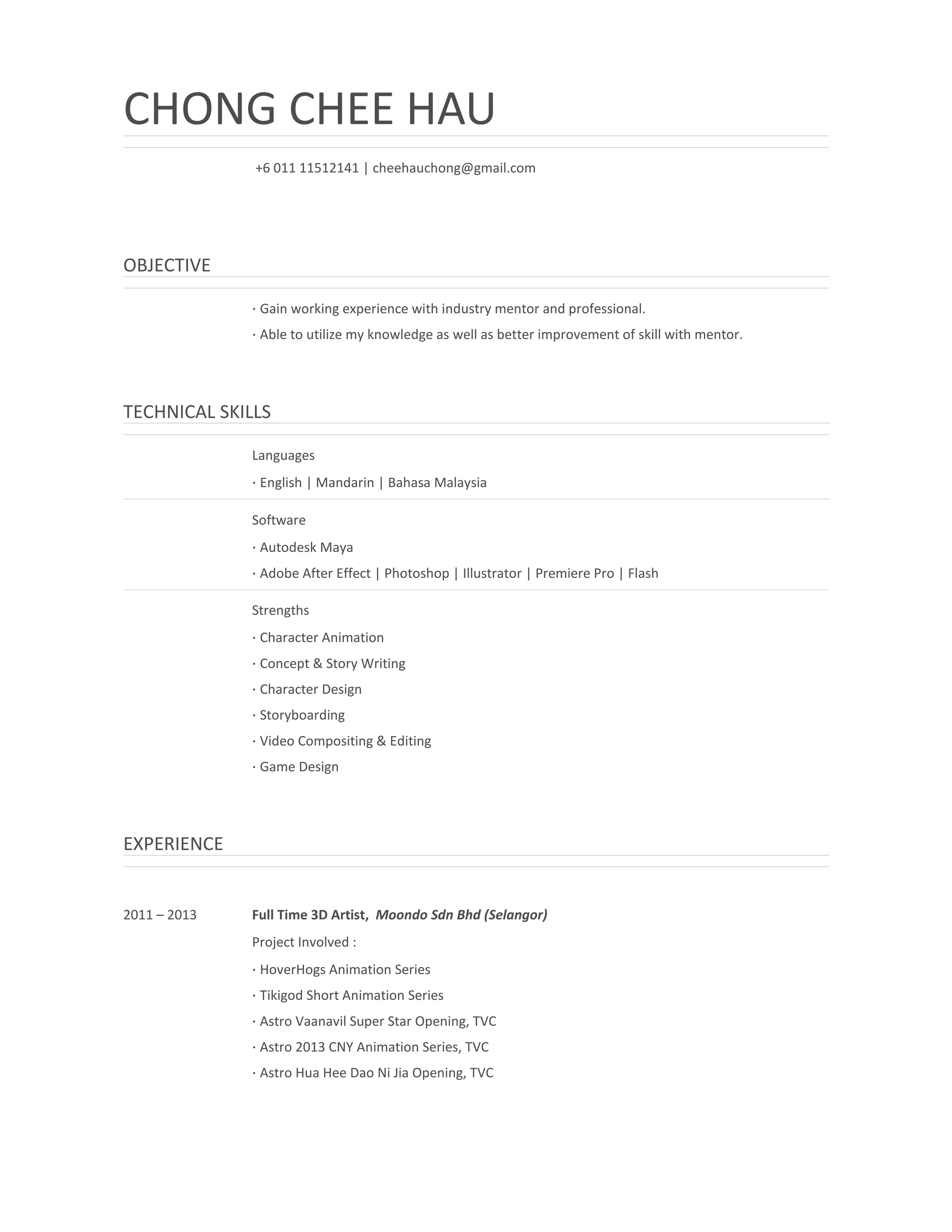 CheeHau_Resume2015_RecommendationLetterEggStoryMLY | PDF | Technology & Computing
