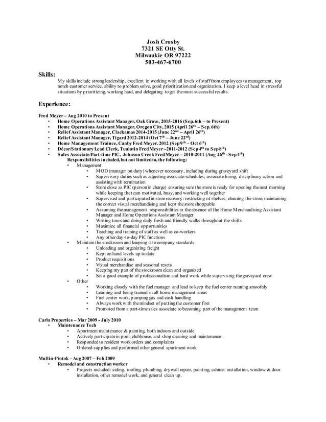 Josh Crosby resume Current - DH | PDF