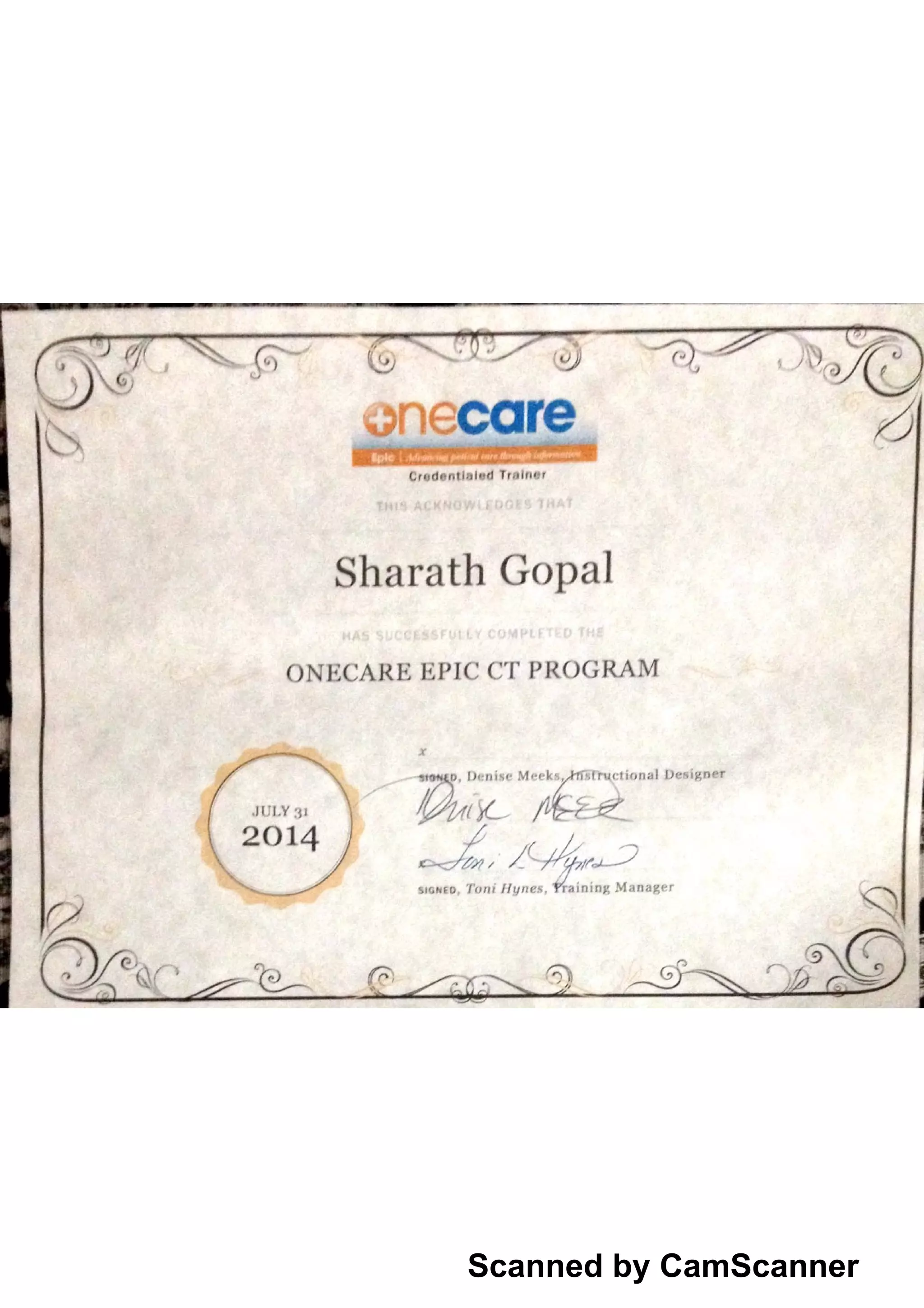 Epic Credential Certificate | PDF