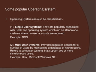 Presentation on operating system | PPT