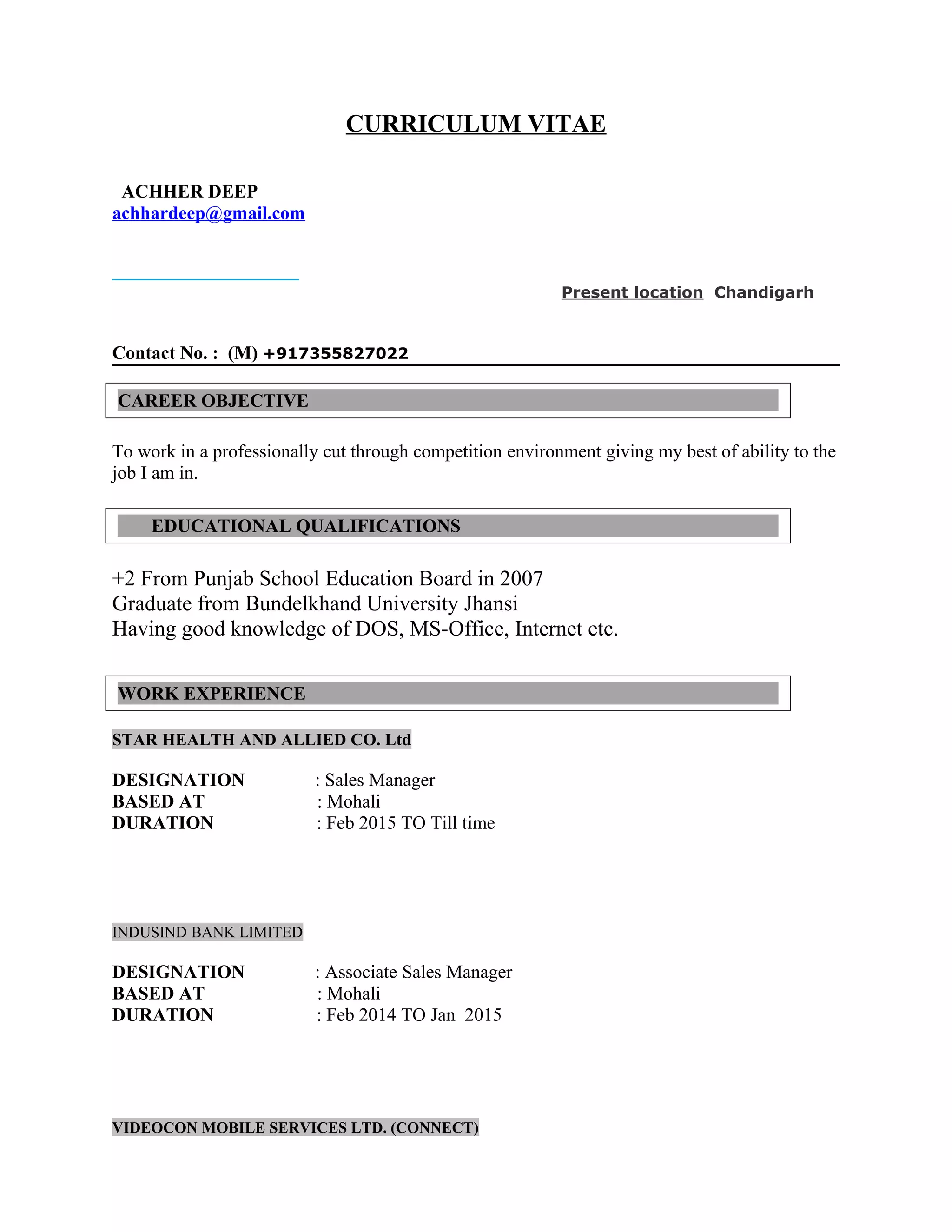 Accherdeep-resume | DOC