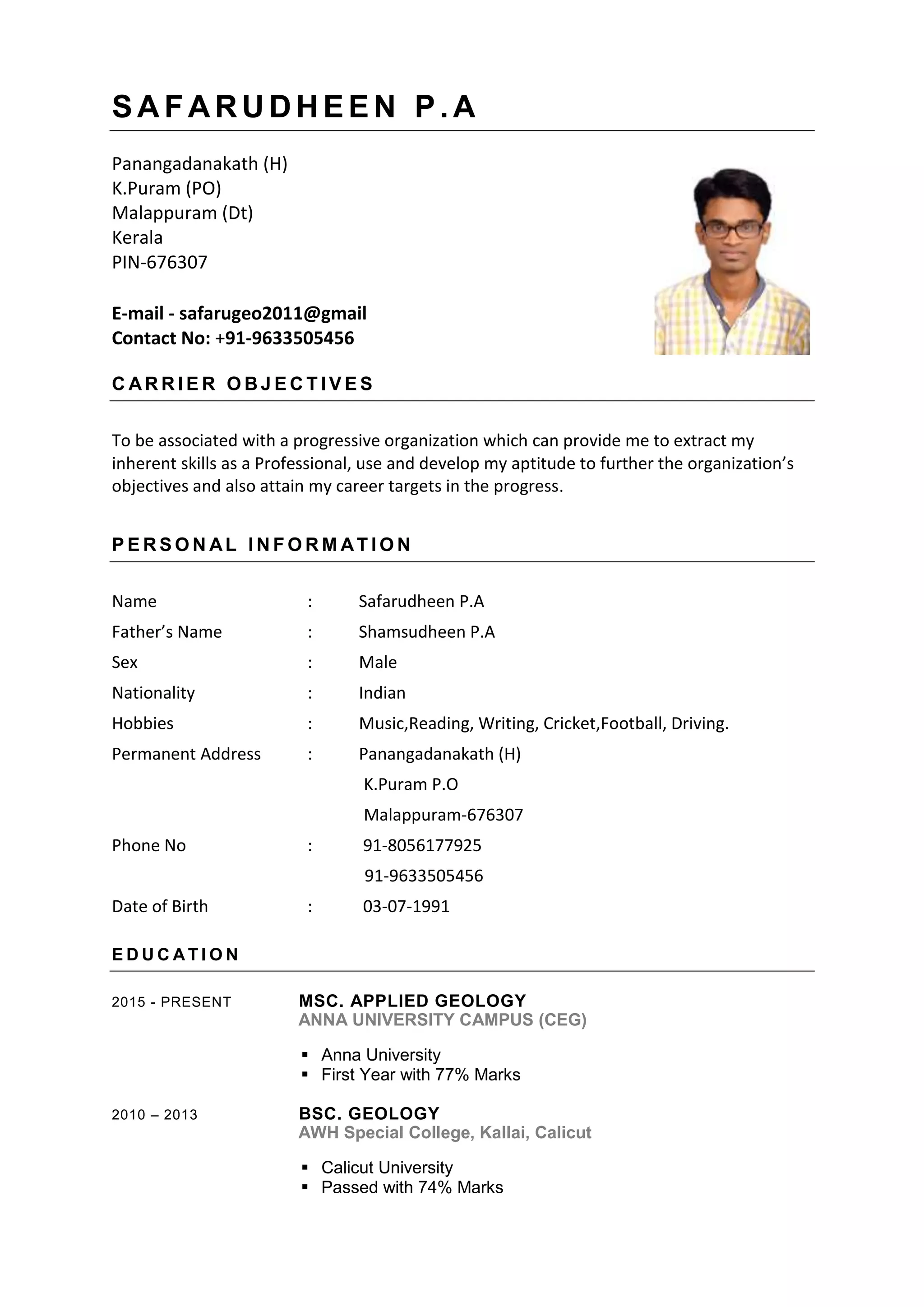 SAFARUDHEEN - Copy - Copy (1) | DOCX | Geology | Science