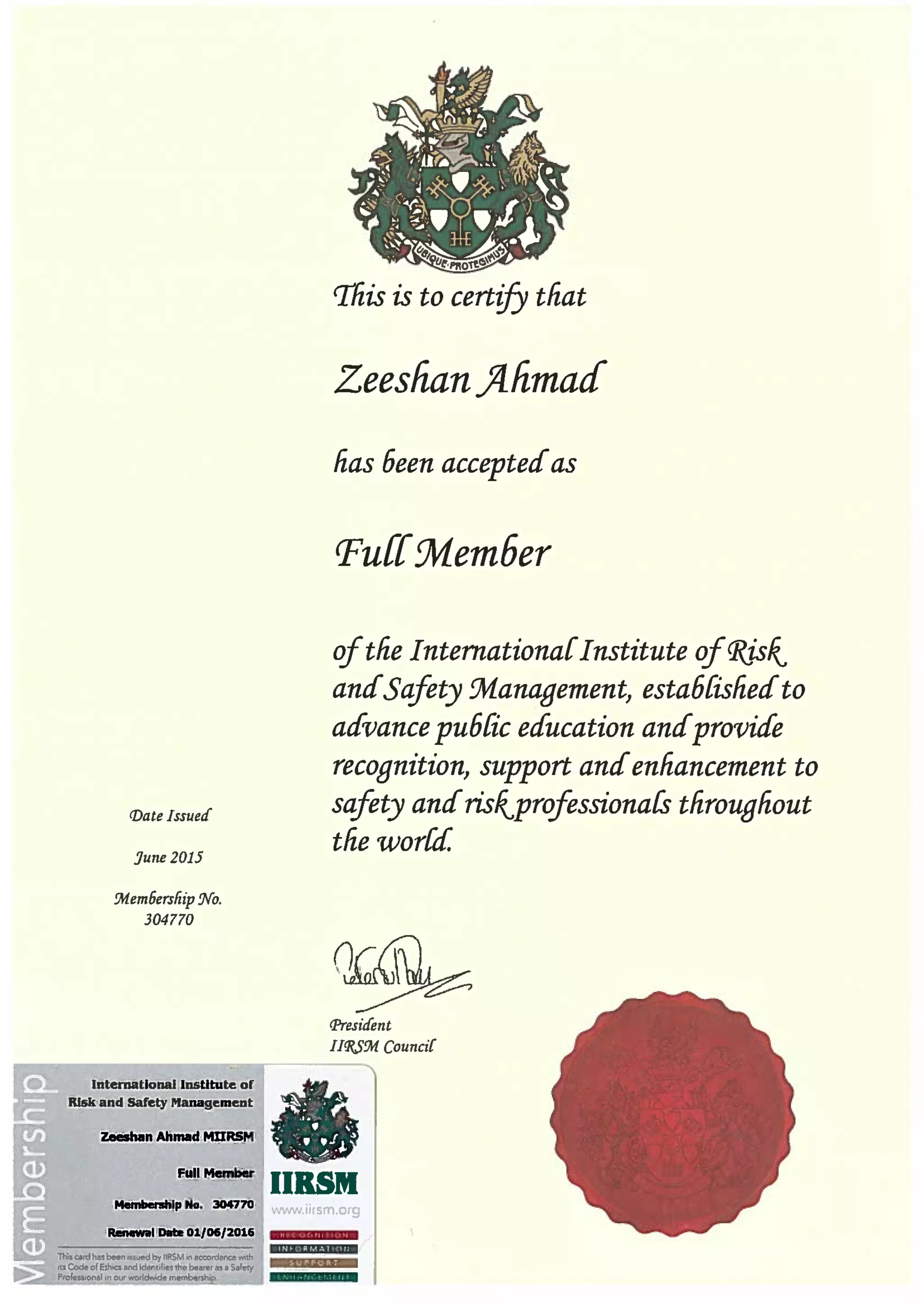 MIIRSM certificate | PDF