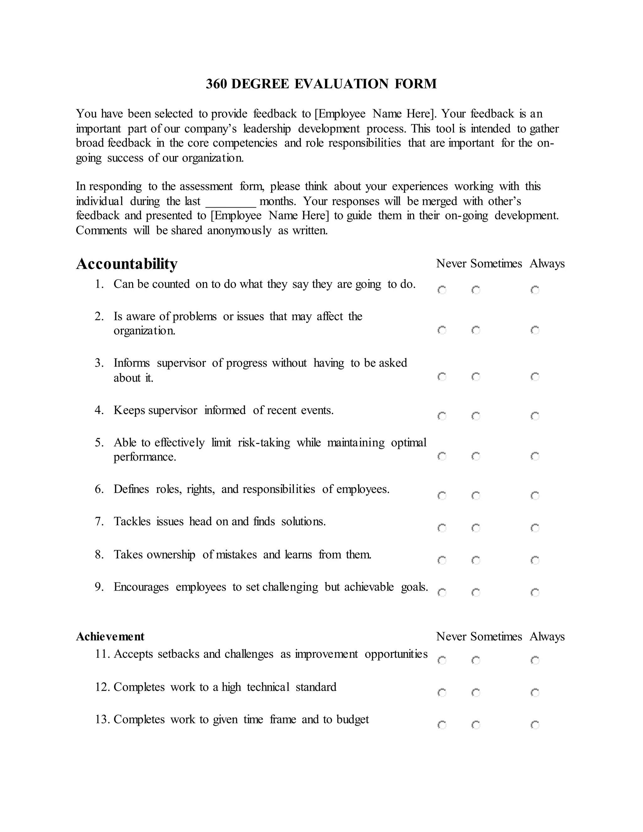 360 Degree Evaluation Form FINAL | DOCX