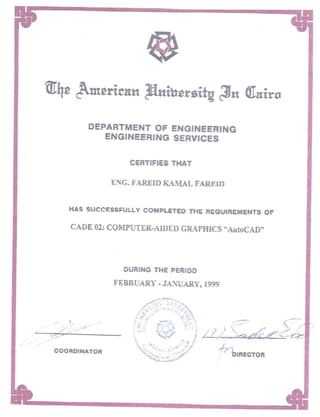 My AUC Certificate Autocad | PDF