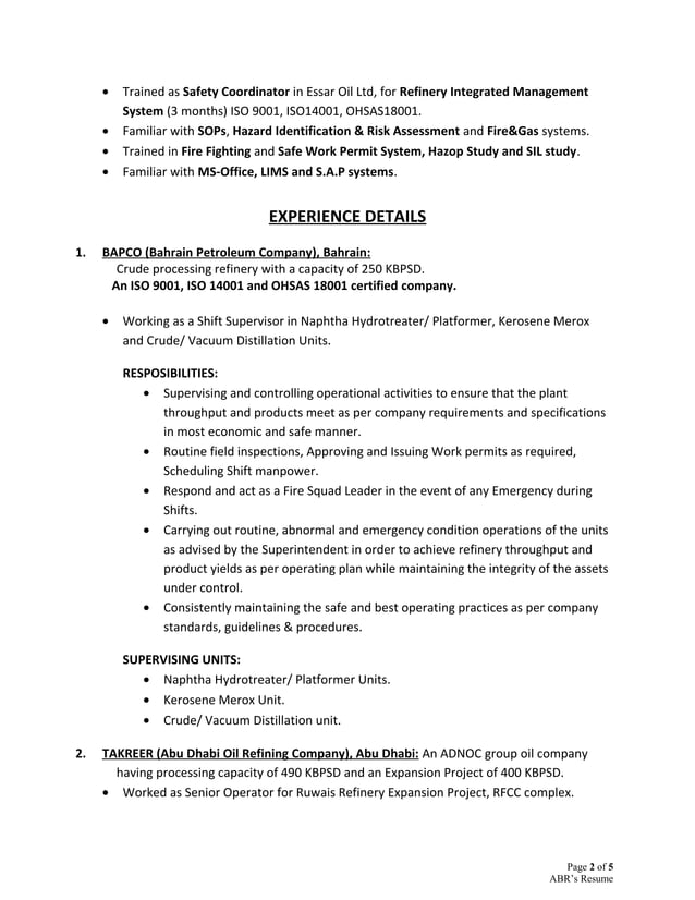 R Rao CV update | DOC | Power and Energy Industry | Industries