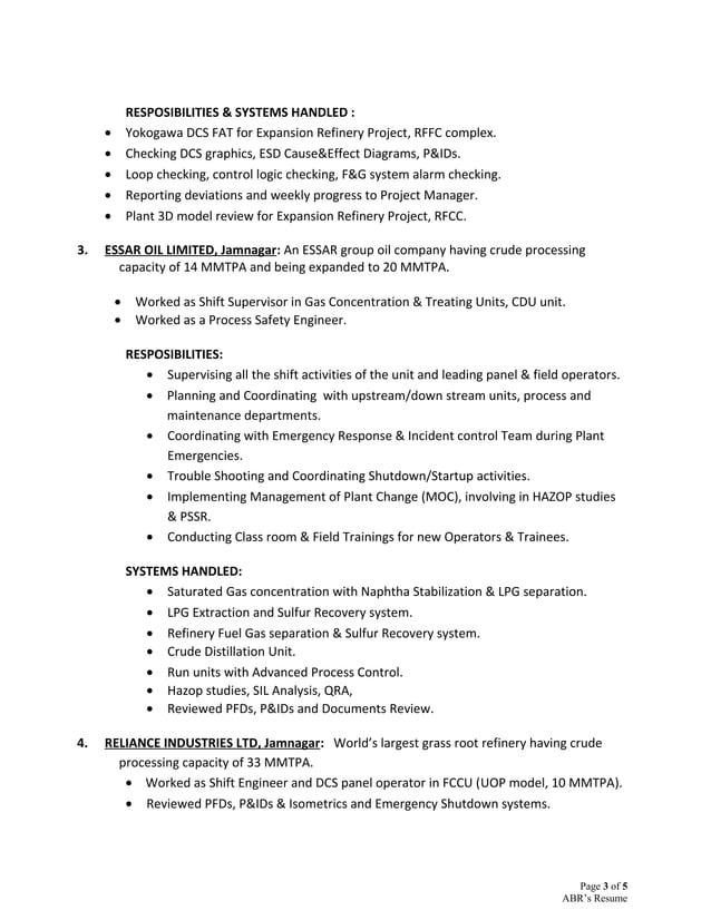 R Rao CV update | DOC | Power and Energy Industry | Industries