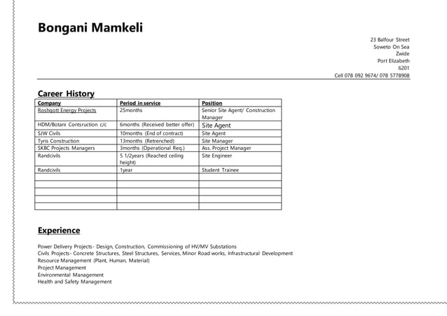 Bongani Mamkeli CV Rev.Jan2017 | PPT