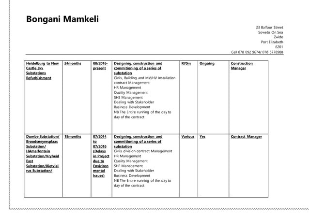 Bongani Mamkeli CV Rev.Jan2017 | PPT