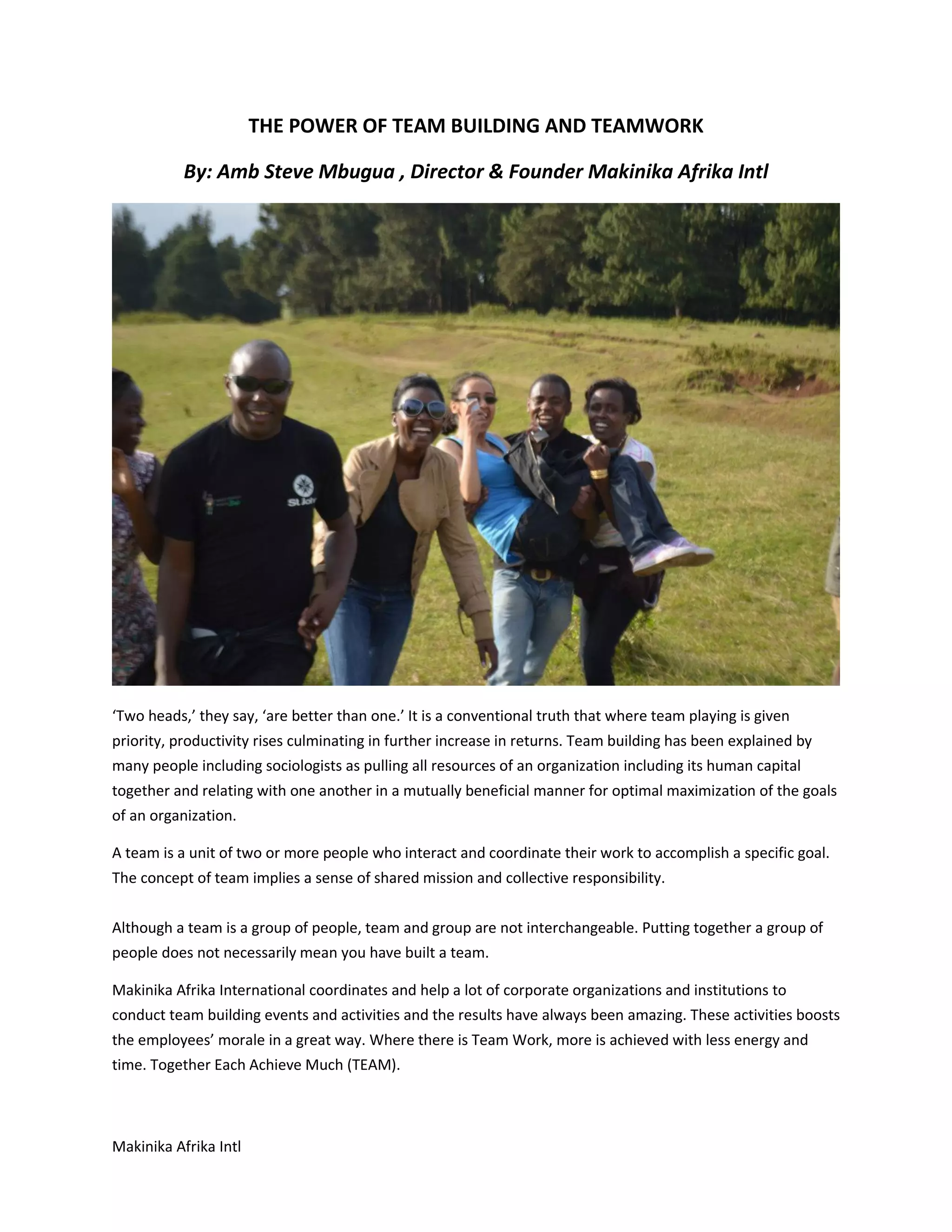 THE POWER OF TEAM BUILDING AND TEAMWORK | PDF