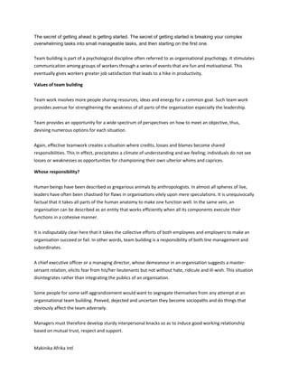 THE POWER OF TEAM BUILDING AND TEAMWORK | PDF