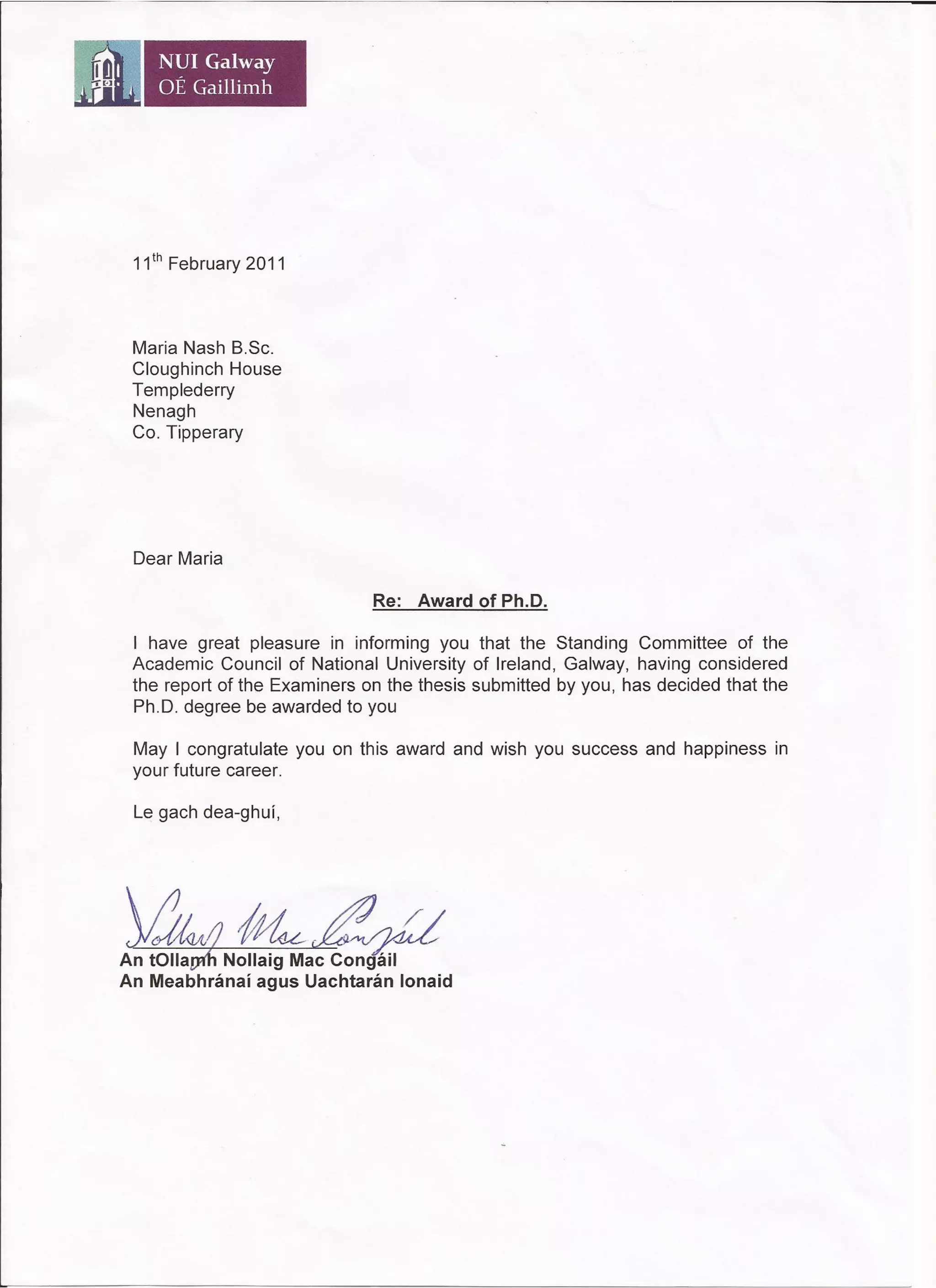 Confirmation of PhD award | PDF