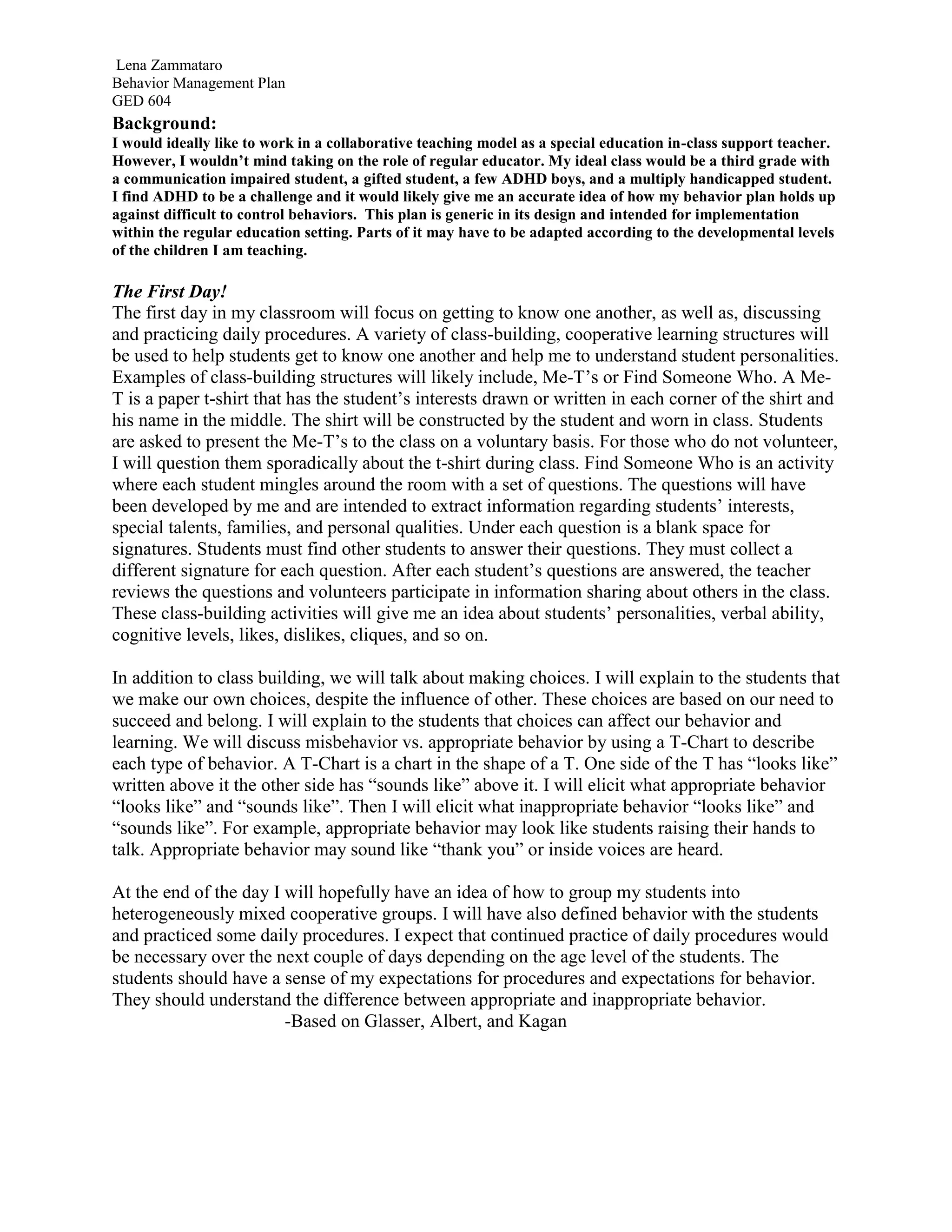 Behavior.Plan.021[1] Lena Zammataro's Plan GED 604 | PDF