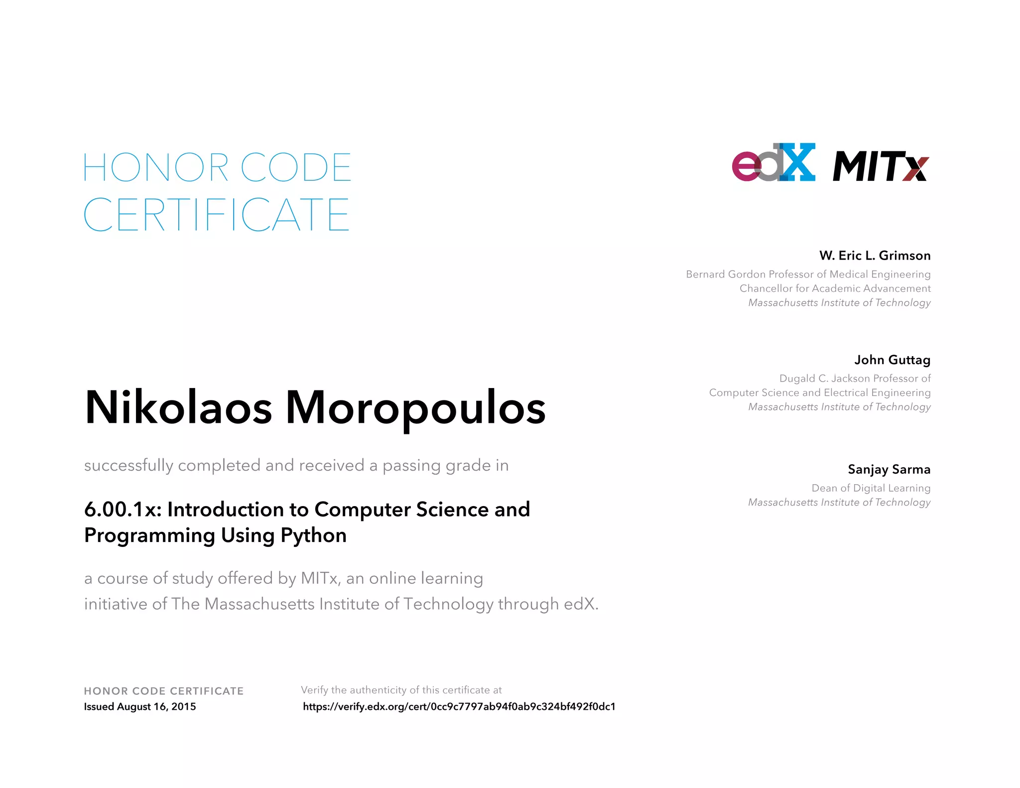 MITx_6001x_certificate | PPT | Free Download
