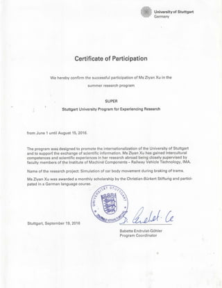 Stuttgart Research Participation Certificate | PDF