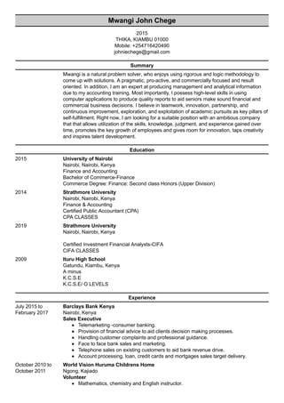 Mwangi John Chege CV 1 (1) | PDF