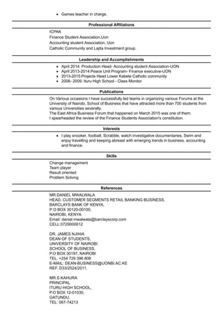 Mwangi John Chege CV 1 (1) | PDF