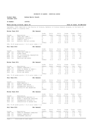 unoffical transcipt 2016.PDF | Undergraduate Education | College Education
