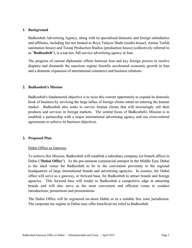 Dubai Tehran Plan jc 1 | PDF