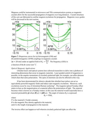 Applications of Magnon Excitations in Spintronic and Optomagnetic ...