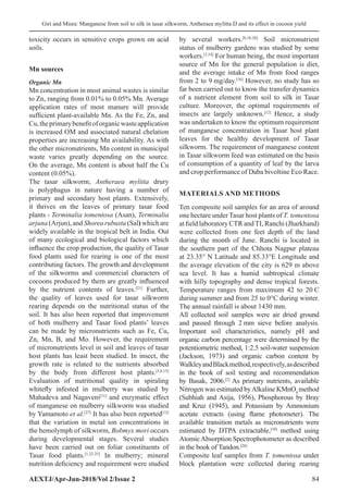 Manganese from Soil to Silk in Tasar Silkworm, Antheraea mylitta Drury ...