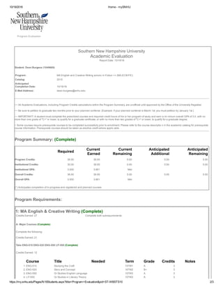 SNHU Unofficial Transcript MA | PDF
