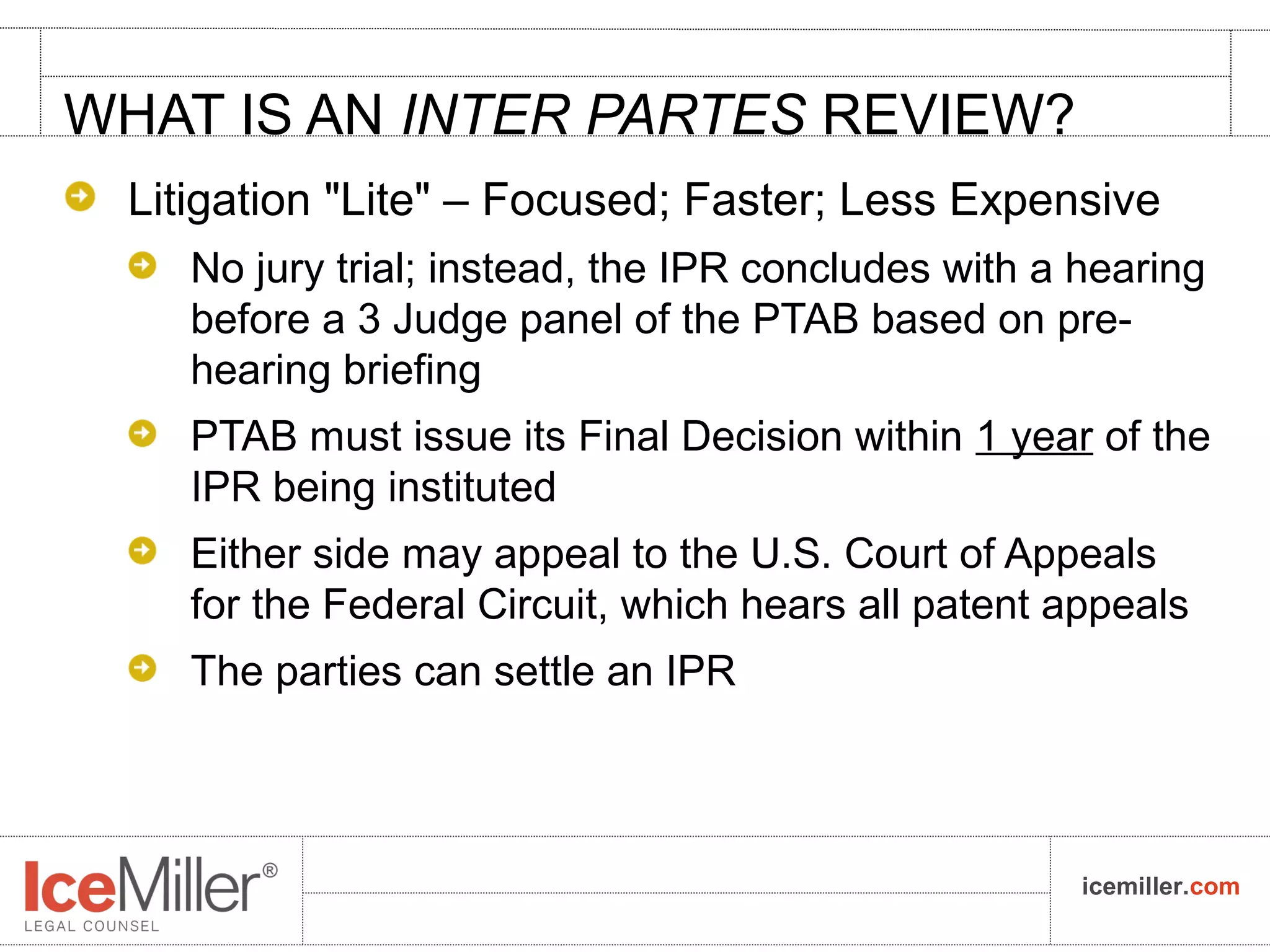 KJO Presentation re Inter Partes Review | PPT | Legal Services Industry ...