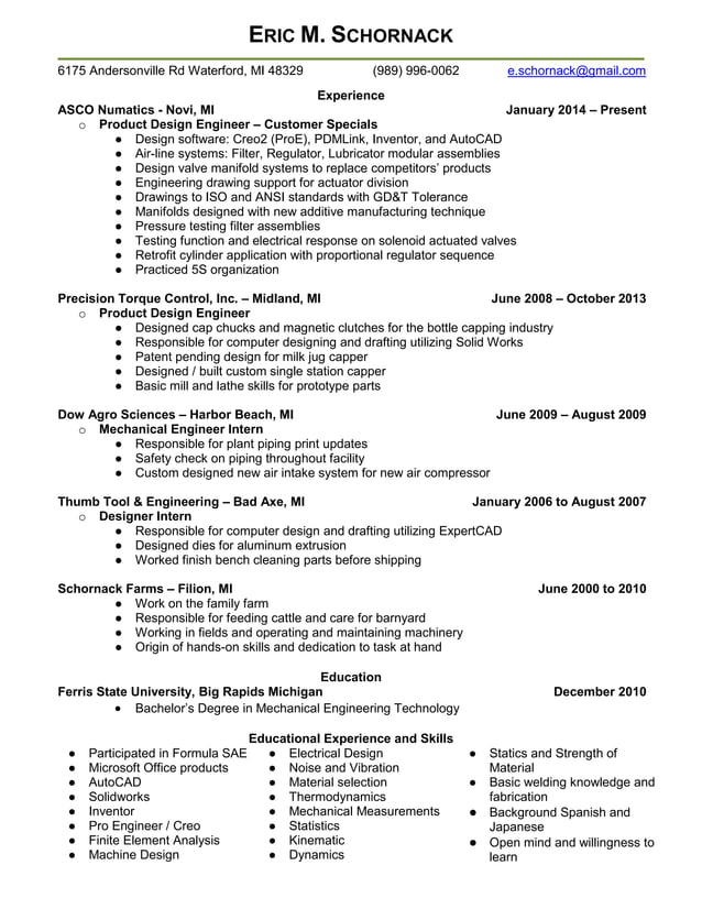 Eric Schornack Resume | PDF