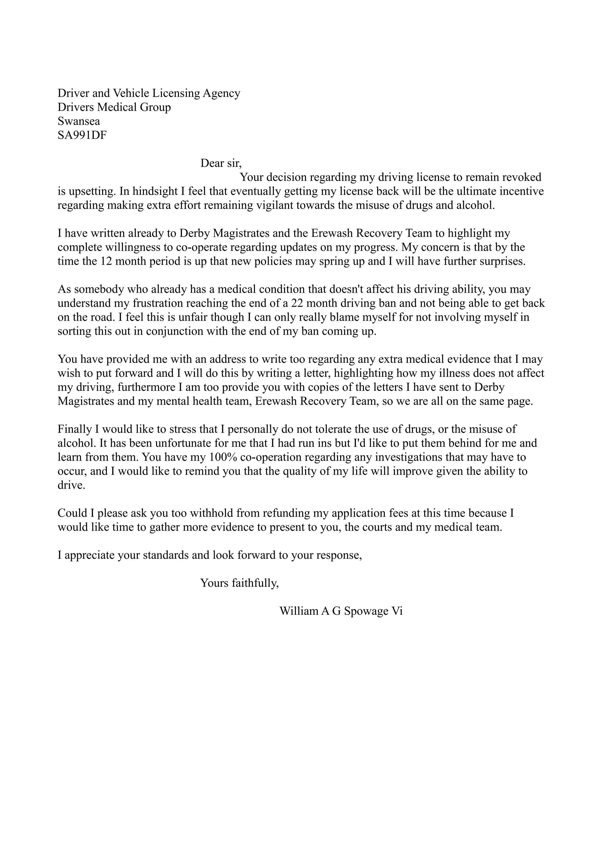 DVLA response - futher revoked license letter | ODT