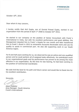 Experience Letter from Previous Company | PDF